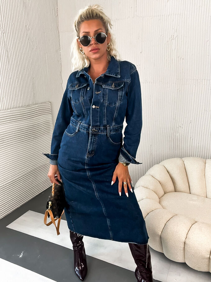 Sötétkék farmerruha EVALINE | Starstyle.hu