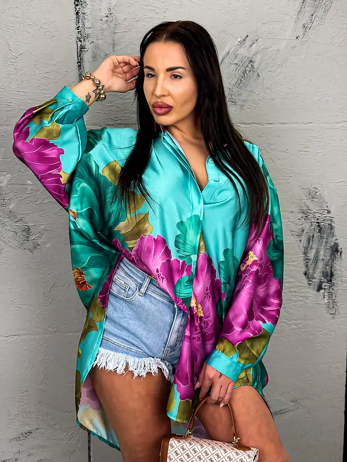 Virágmintás szatén blúz CARMON | Starstyle.hu